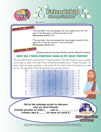 Stars Friendship Unit Activity Pages 1| My Healthy Church®